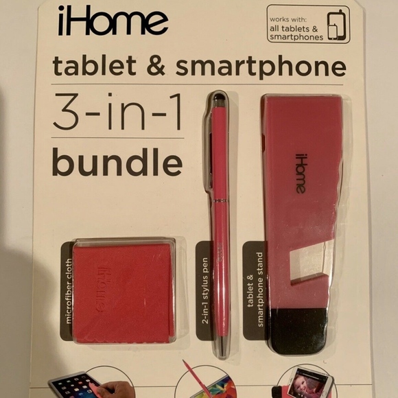 iHome | Accessories | Nip Ihome Pink Black Tablet Smartphone 3in Cloth ...